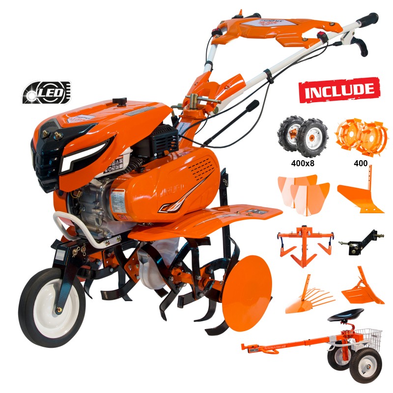 Motosapa 7 CP benzina Ruris 7500ACC3 cu pornire manuala, roti metalice ...